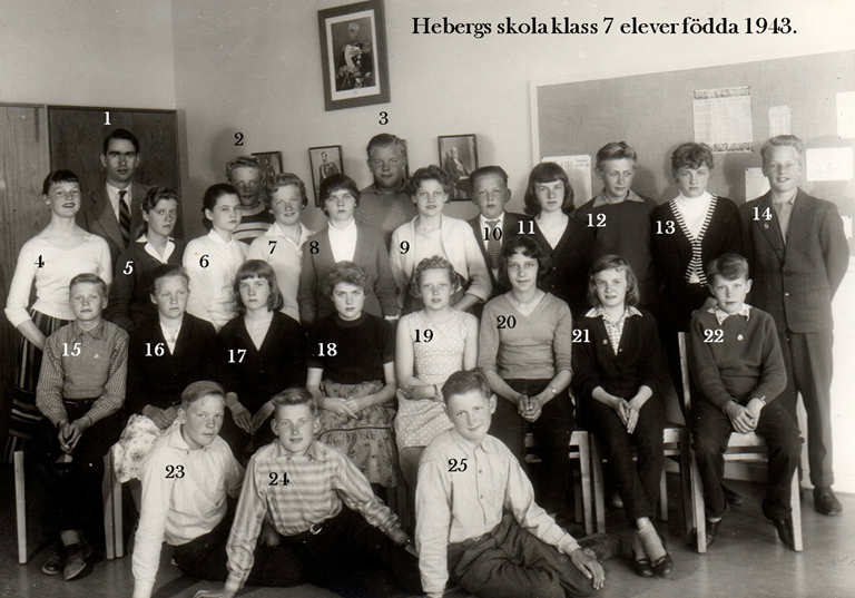 Hebergs skola klass 7 elever födda 1943